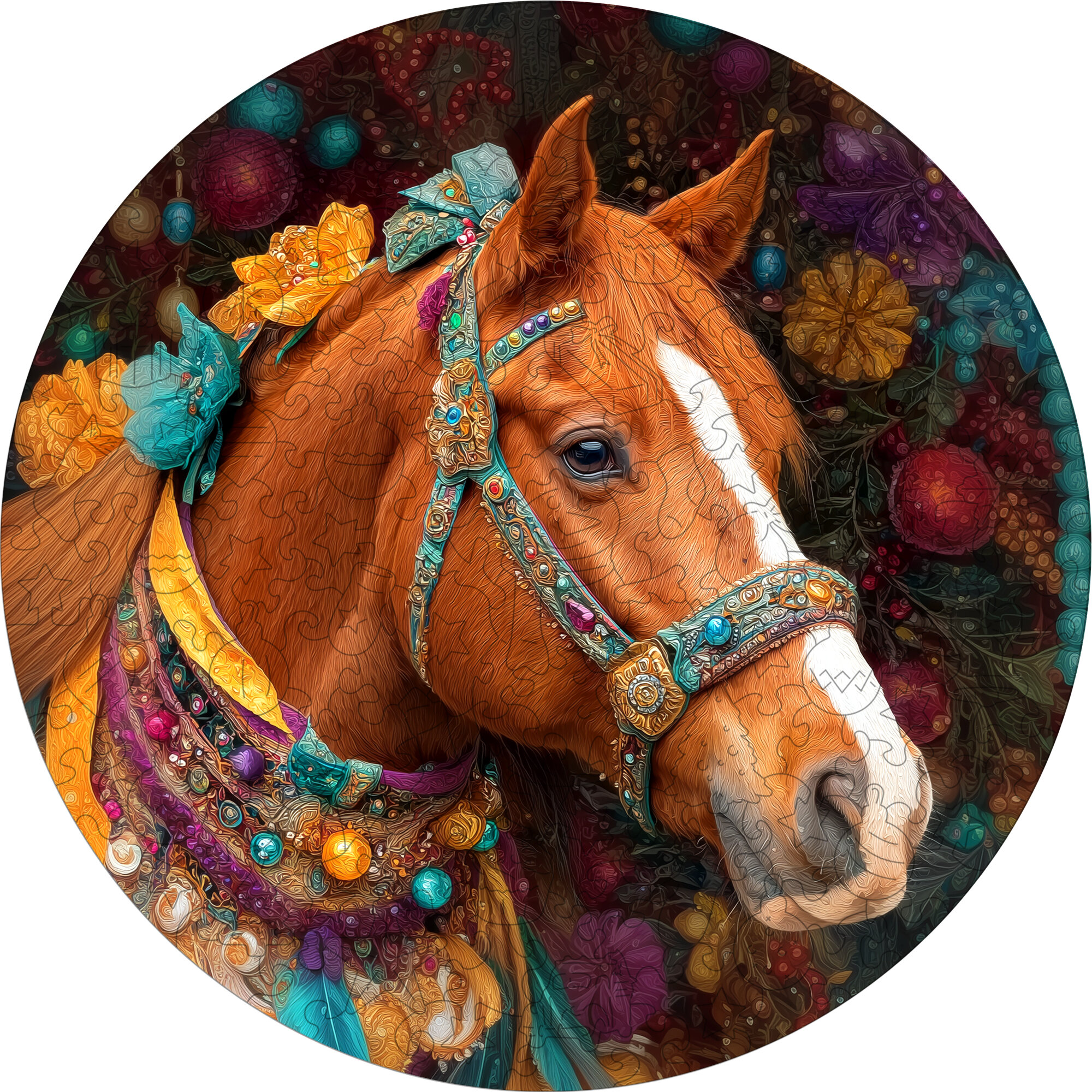 Деревянный пазл Лошадь - Символ года 2026 / 30х30см, 184 детали / Новогодний подарок для взрослых и детей