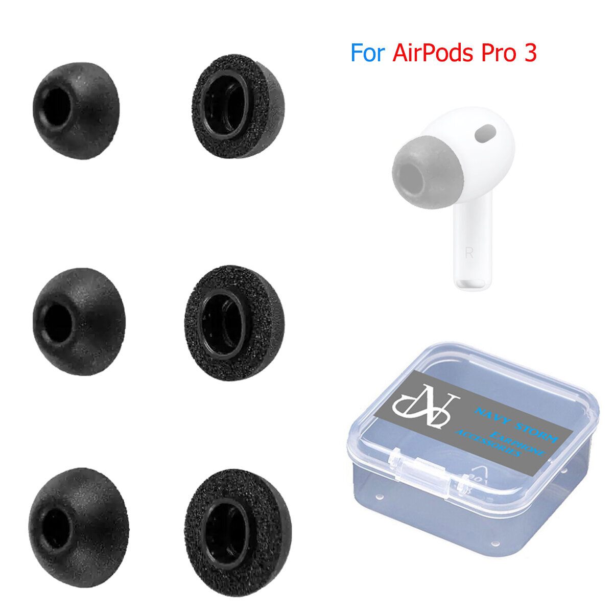 Сменные пенные амбушюры для for Airpods Pro 3 (3 пары, размер S, M, L)
