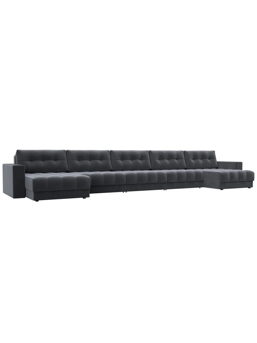 Большой П-образный диван Лазурит, велюр