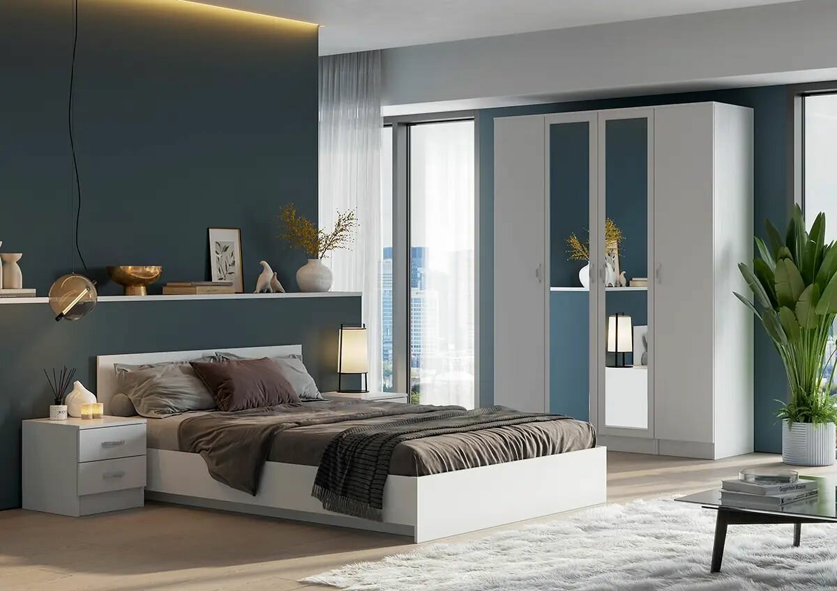 Комплект спальни Ронда 2 белое дерево с кроватью КР-160 (Интерьер-Центр)