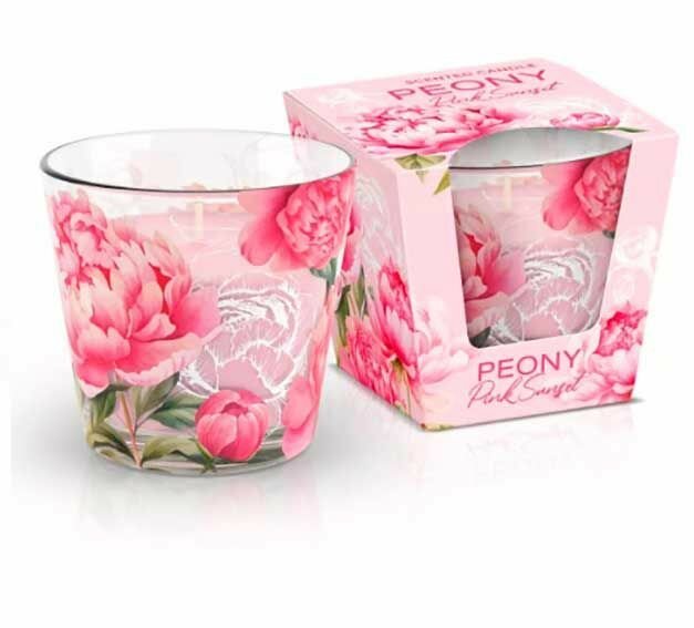 Свеча ароматическая Bartek Candles Пионово-розовый закат, в стакане, 115 г