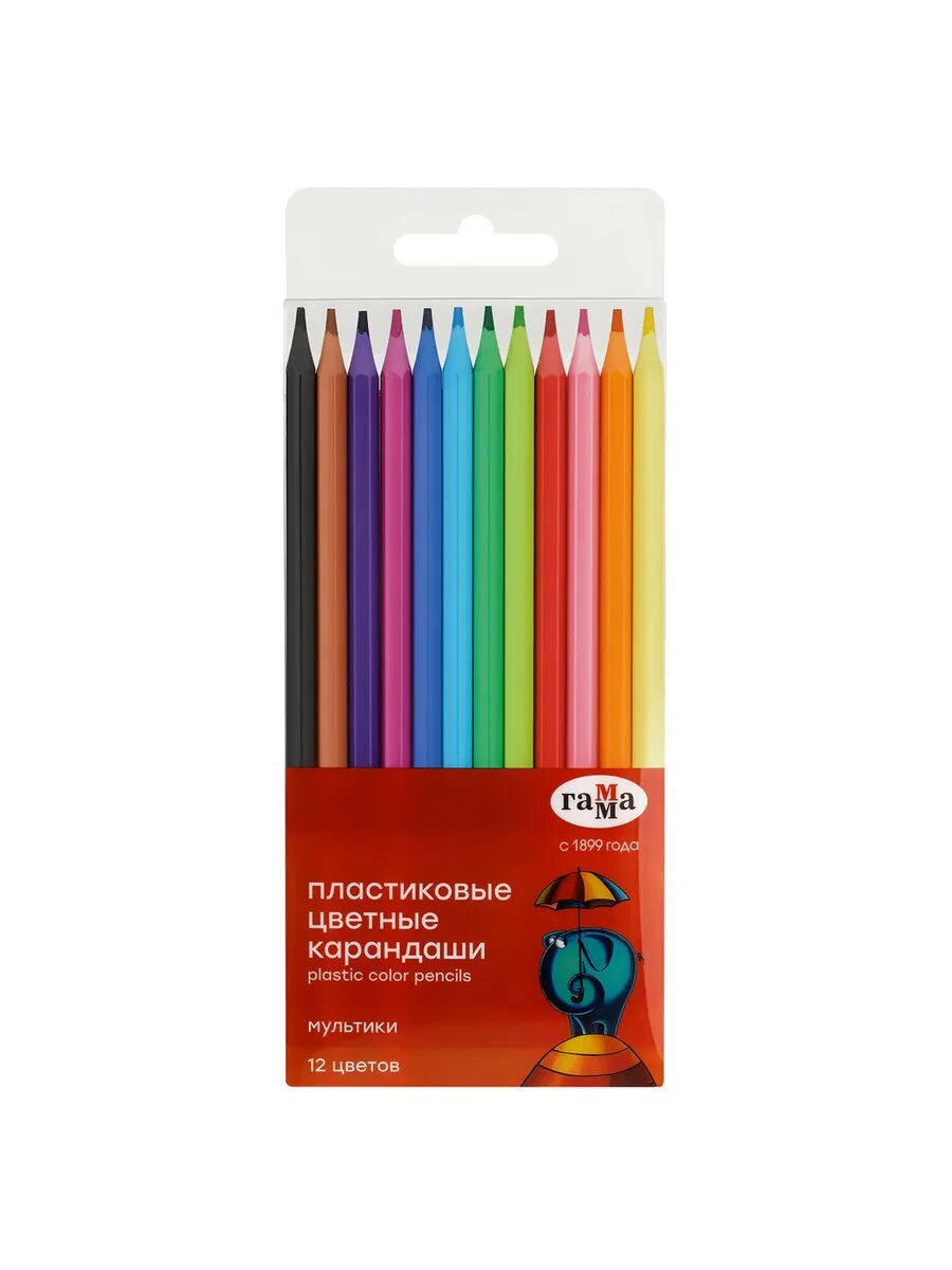 Набор цветных карандашей Гамма "Мультики", 12 цветов, 1 упаковка