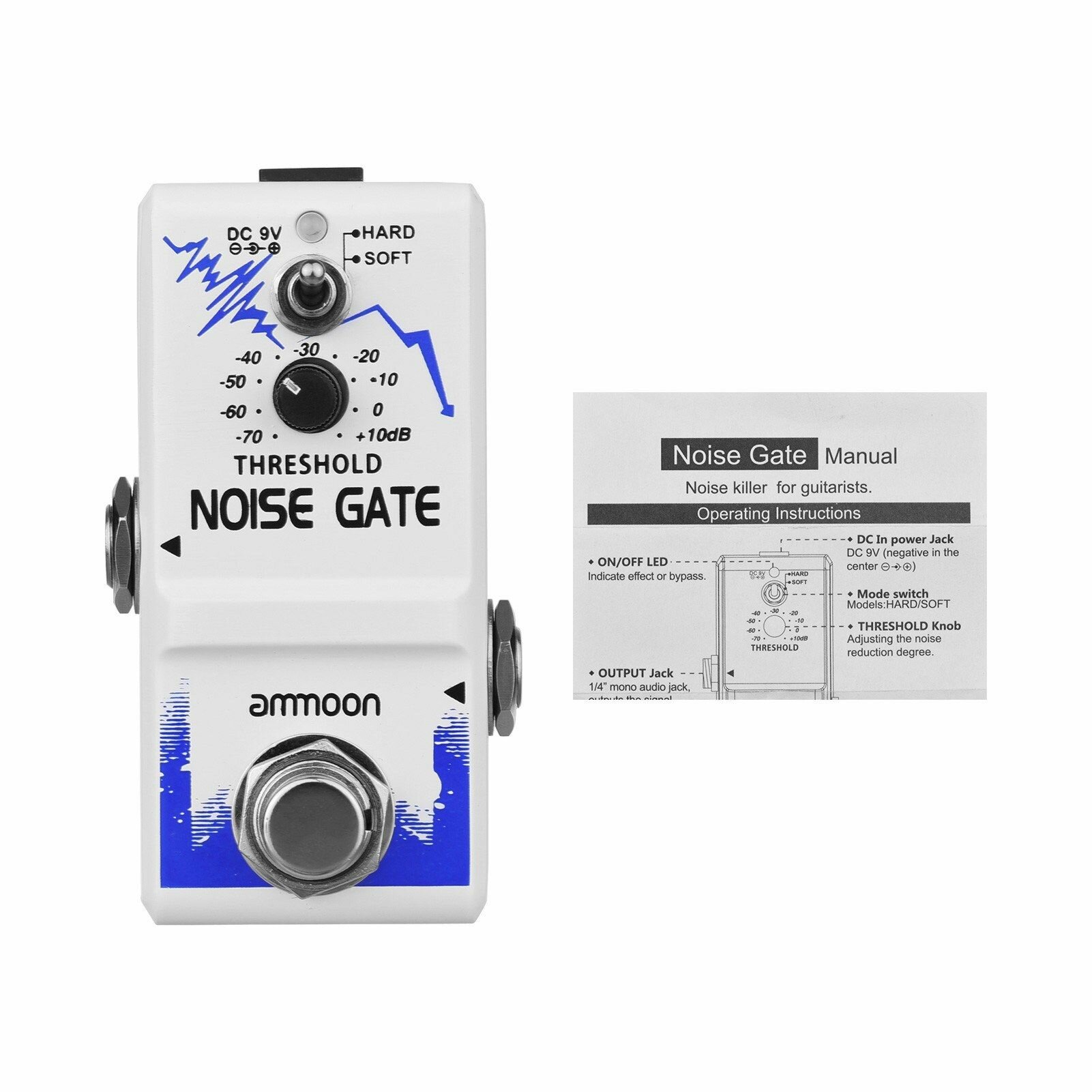 Ammoon Single Noise Gate Гитарная педаль эффектов True Bypass Корпус из цинкового сплава