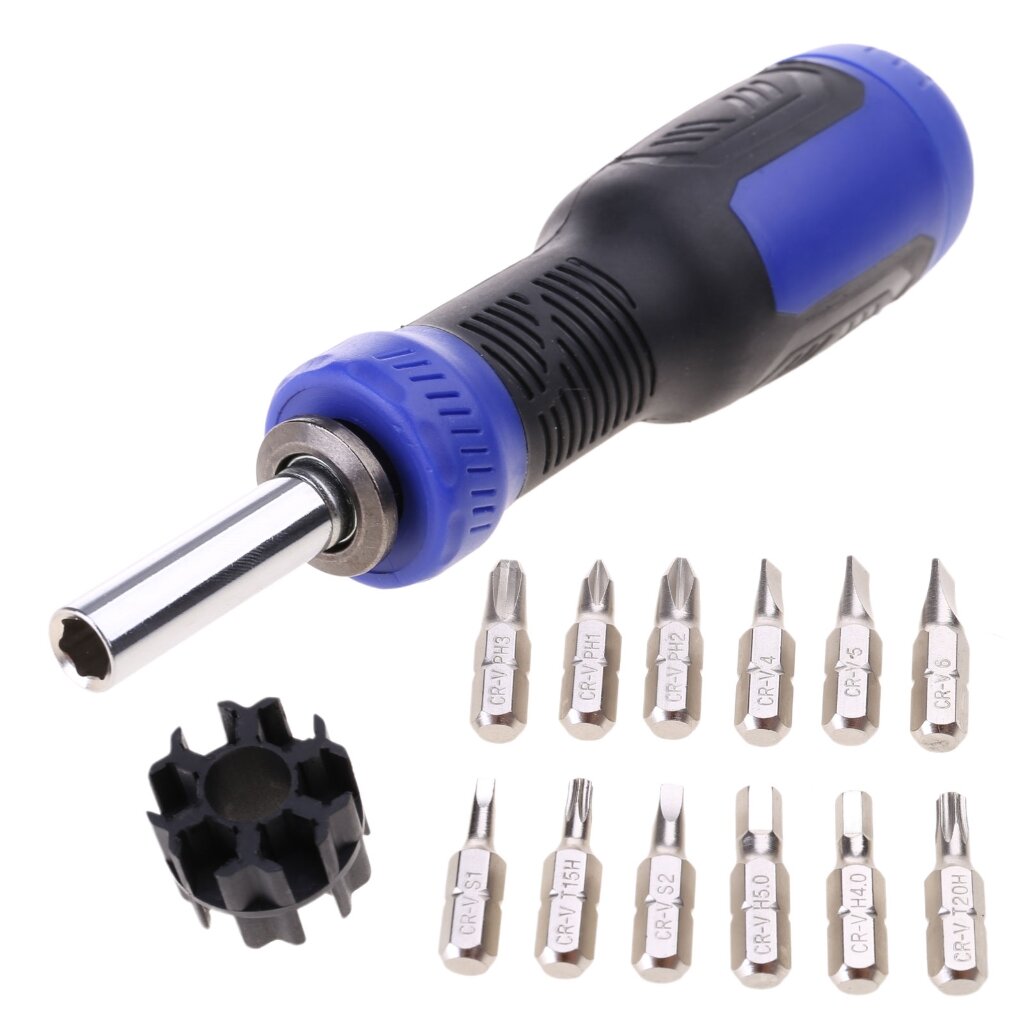 Телескопическая отвертка с храповым механизмом 13 в 1 с магнитным наконечником для ремонта бытовой техники, сборки мебели и материнских плат
