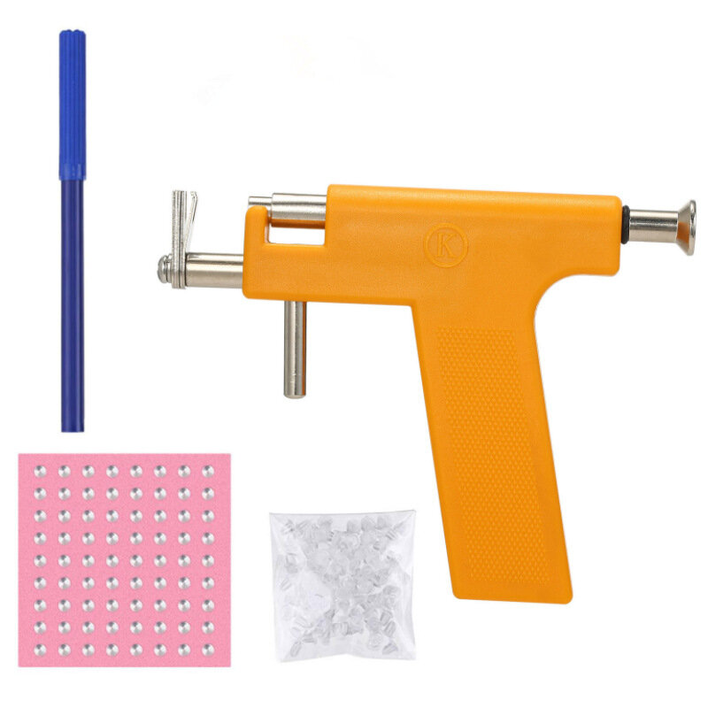 Набор для прокалывания ушей "Бриллиантовые серьги", ушной пистолет, 98 гвоздей, затычки