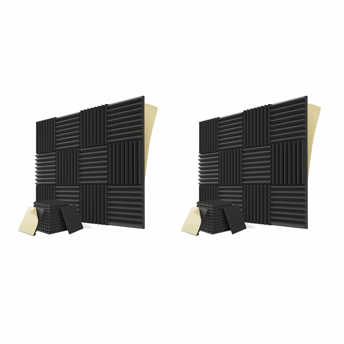 24PCS Self-Adhesive Acoustic Panels, 1X12X12дюйм звуконепроницаемые пенопластовые панели, для музыкальной студии, игровой комнаты, спальни (черный)