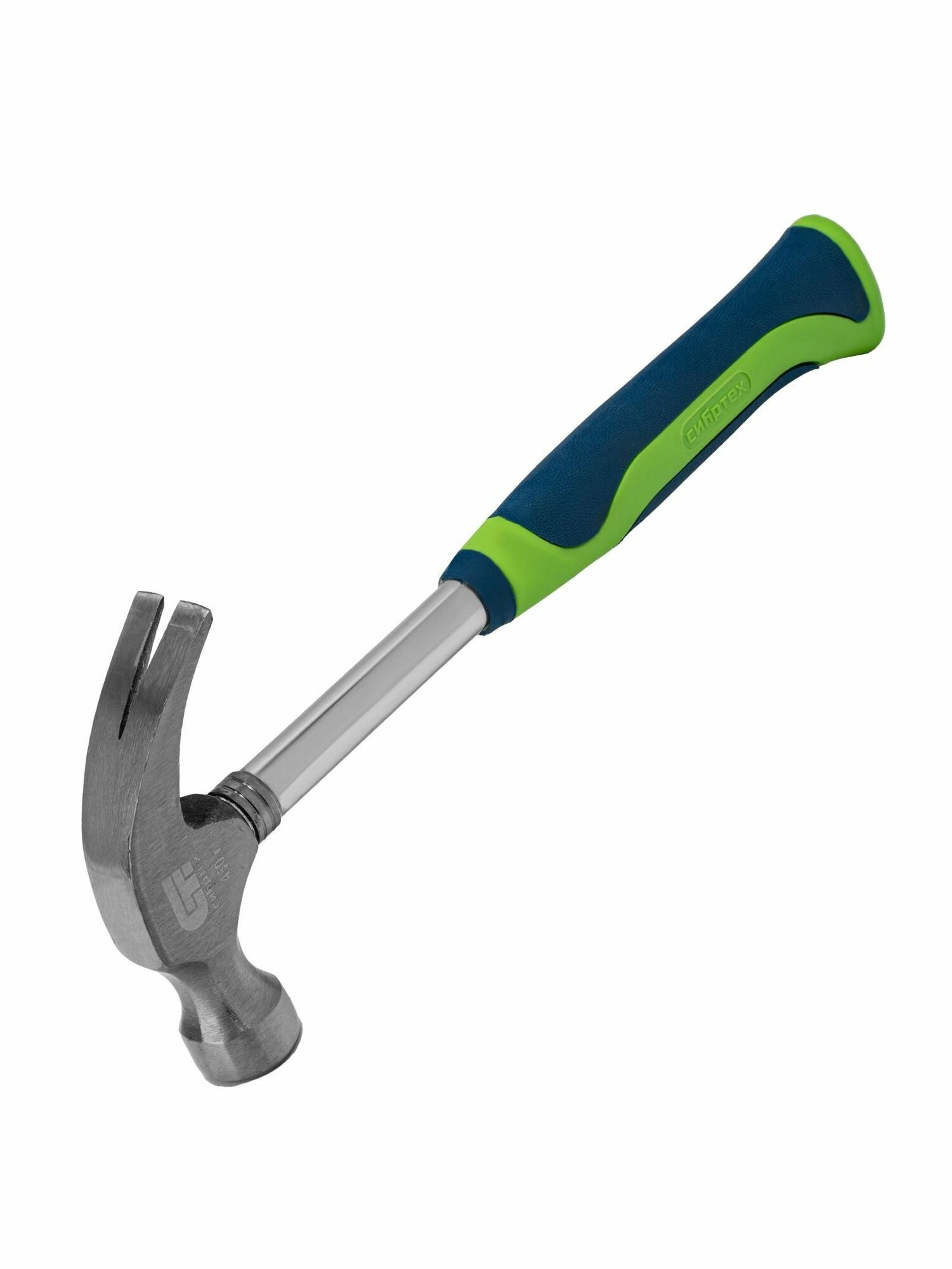 Молоток-гвоздодер, металлическая трубчатая обрезиненная рукоятка, вес 450 г, боек 27 мм Сибртех 10436