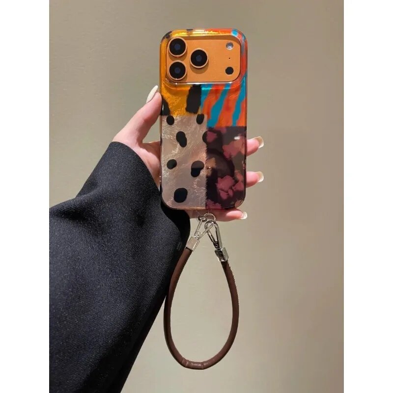 Чехол для iPhone с леопардовым узором и lanyard