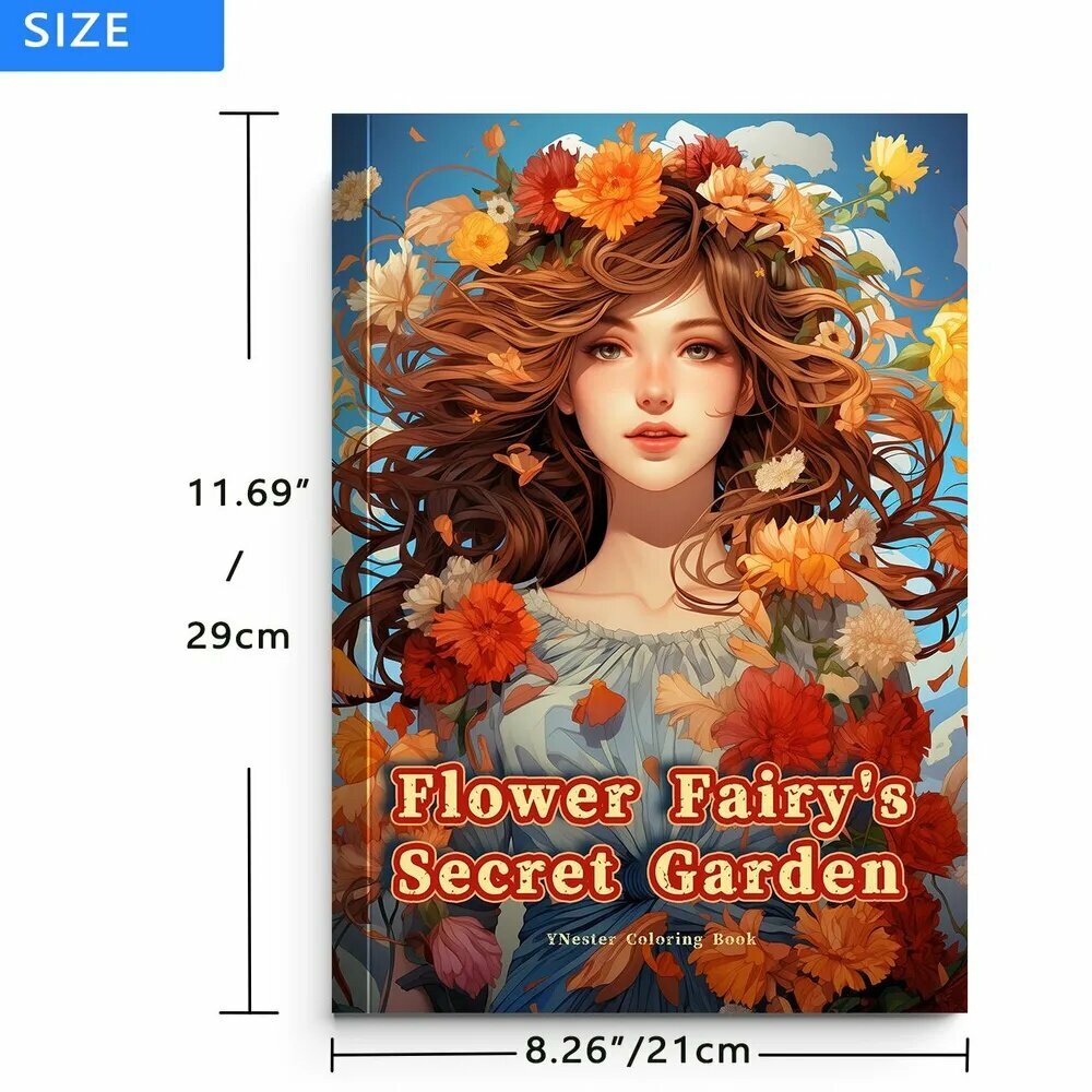 Книжка-раскраска цветочная фея, Альбом для рисования эльфы, высокое качество Книга каракулей 30 см*21 см, подходит для раскрашивания как взрослыми, так и детьми