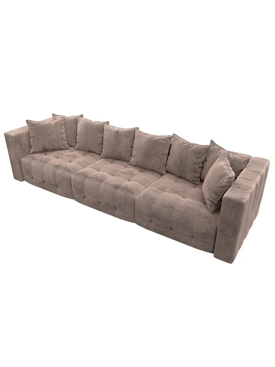 Большой прямой диван Европа, 323х91х105 см, со спальным местом и ящиком для белья, велюр