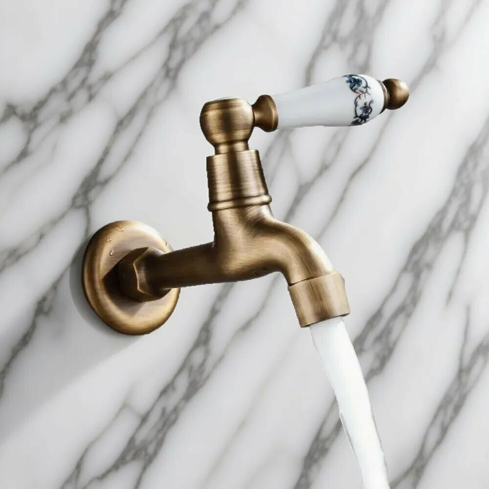 Кран для бани, хамама , для дачи с керамической ручкой