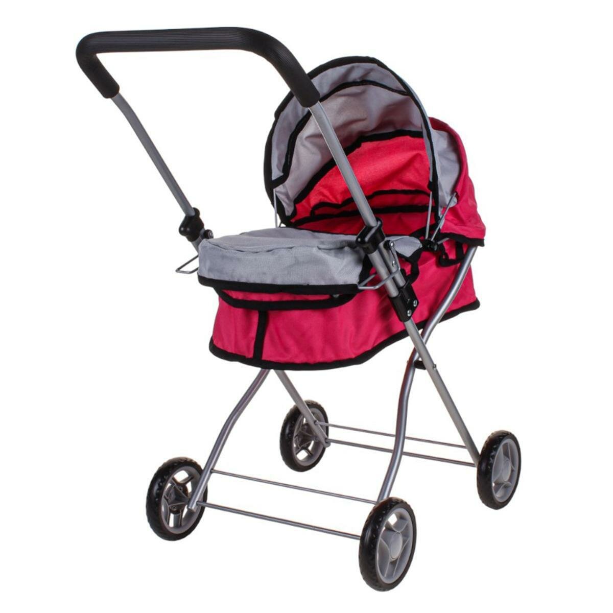 Коляска-люлька для куклы, металл и текстиль, складная, цвета в ассортименте