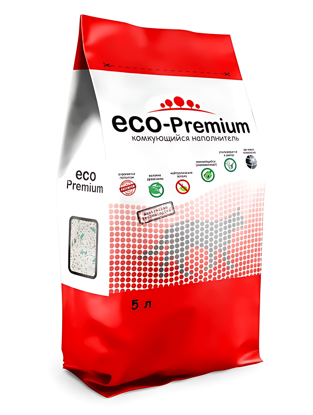 Наполнитель комкующийся древесный ECO-Premium Blue без запаха,5 л
