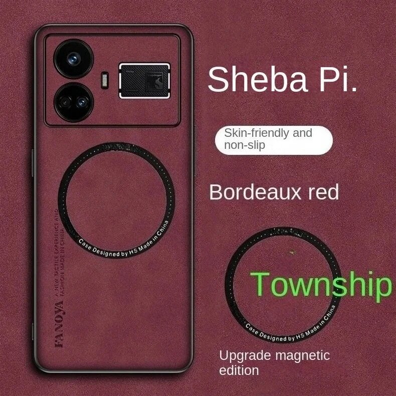 Кожаный чехол Sheba Pi. Bordeaux red, Township, Realme GT6