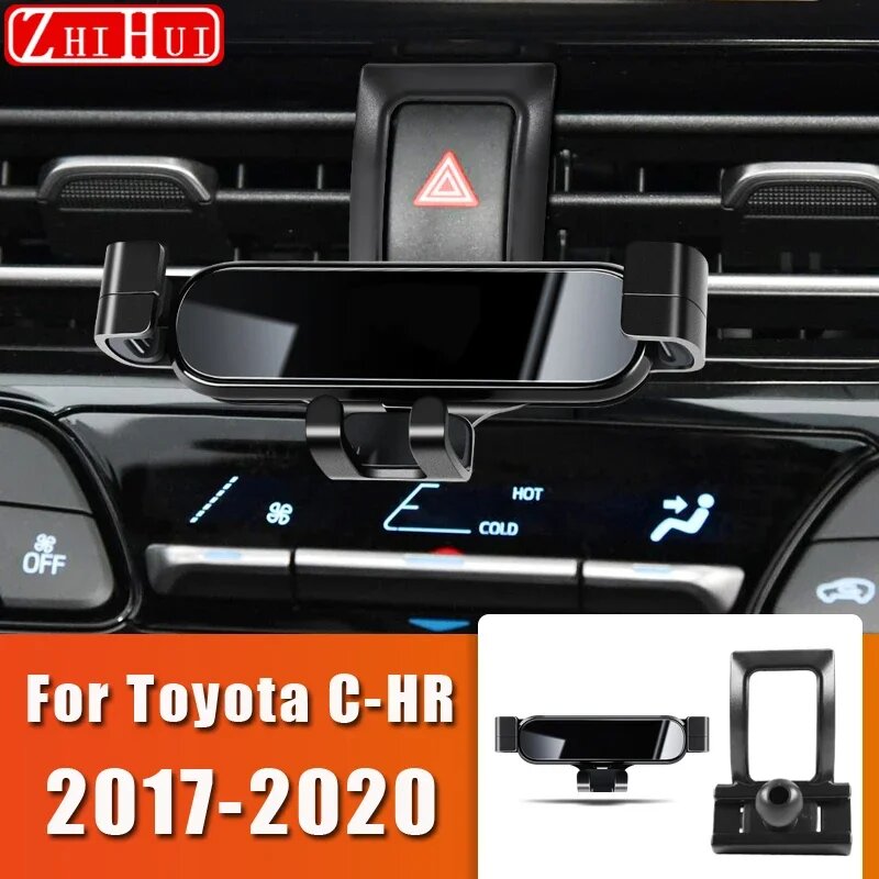 Для Toyota C-HR CHR 2017-2020 Reiz 2010-2020 автомобильный Стайлинг держатель мобильного телефона крепление вентиляционное отверстие гравитационный кронштейн подставка аксессуары, For C-HR-black