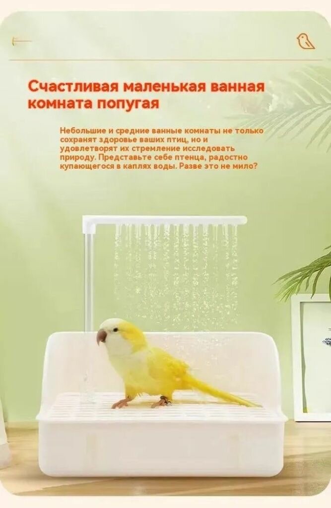 Эксклюзивная автоматическая ванна для попугаев с системой циркуляции, наружным креплением, предназначена для корелл, майн, нимф и волнистых питомцев
