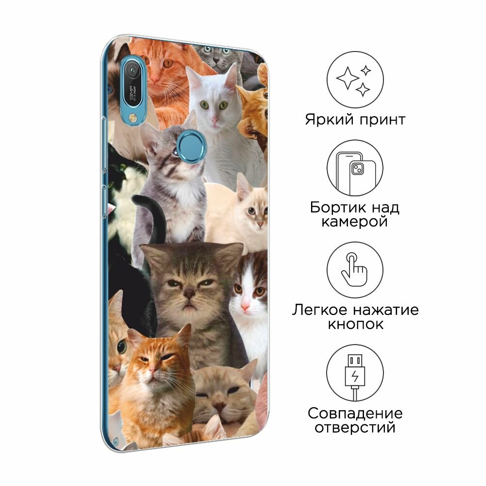 Чехол на Honor 8A/8A Pro/Huawei Y6s/Y6 2019 / Хонор 8А с принтом "Коты из мемов" — фото 1