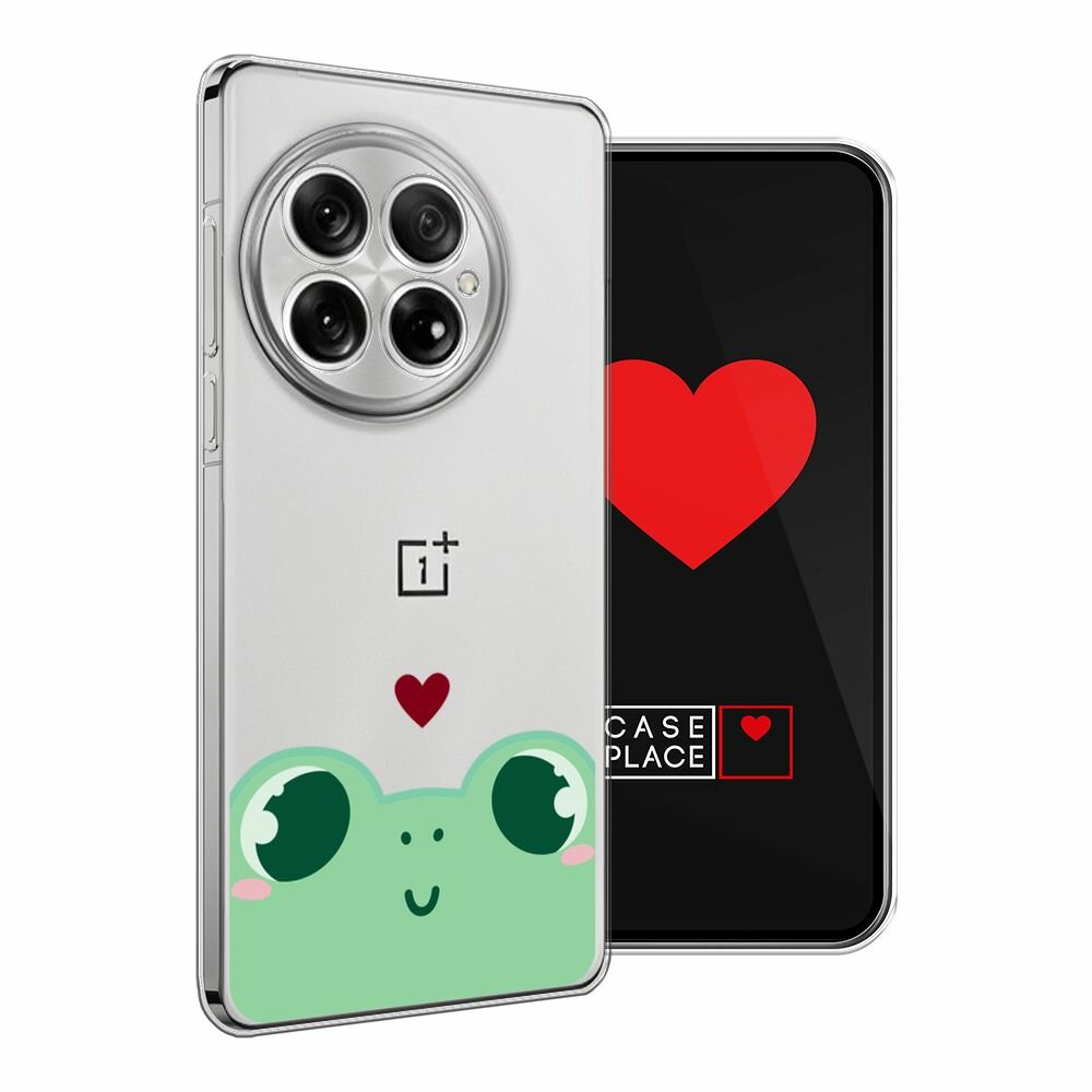 Чехол на OnePlus 13 / Ван Плас 13 с принтом "Влюблённая лягушка - 14 февраля", прозрачный — фото 1