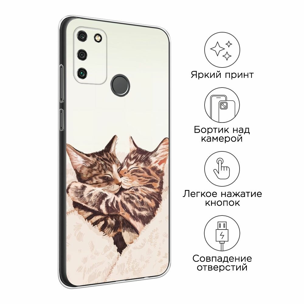 Чехол на Honor 9A / Хонор 9А с принтом "Влюбленные котейки - 14 февраля" — фото 1