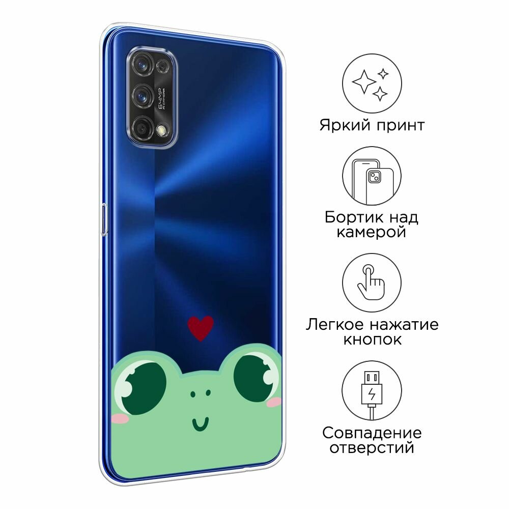 Чехол на Realme 7 Pro / Реалми 7 Про с принтом "Влюблённая лягушка - 14 февраля", прозрачный — фото 1