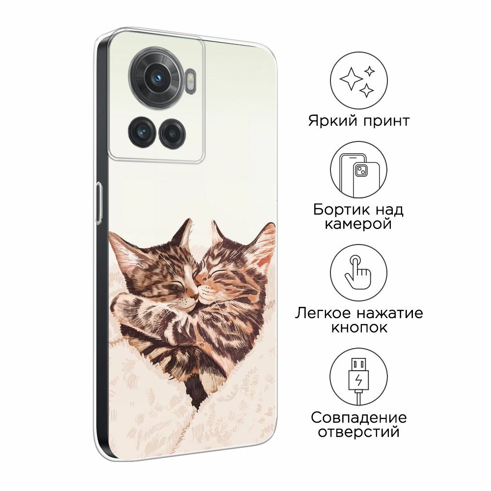 Чехол на OnePlus 10R/Ace / Ван Плас 10R/Ace с принтом "Влюбленные котейки - 14 февраля" — фото 1