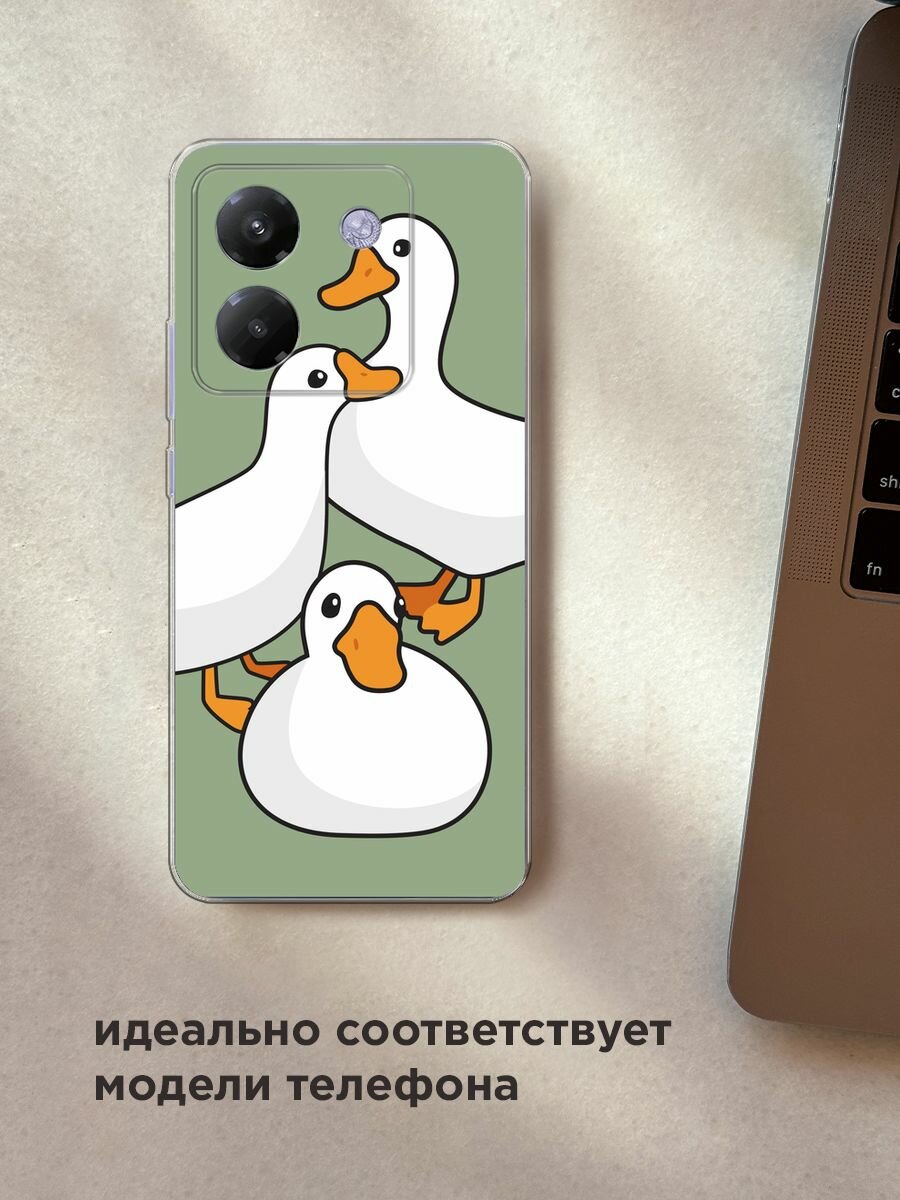 Силиконовый чехол на Poco M7 Pro / Поко М7 Про с принтом "Утиное трио" — фото 1