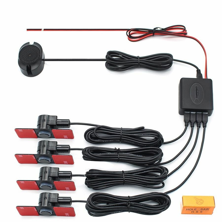 Универсальные парковочные датчики Parktronics 4 черные 13мм плоские оригинальные датчики заднего хода радар звуковой сигнал тревоги регулируемый звук