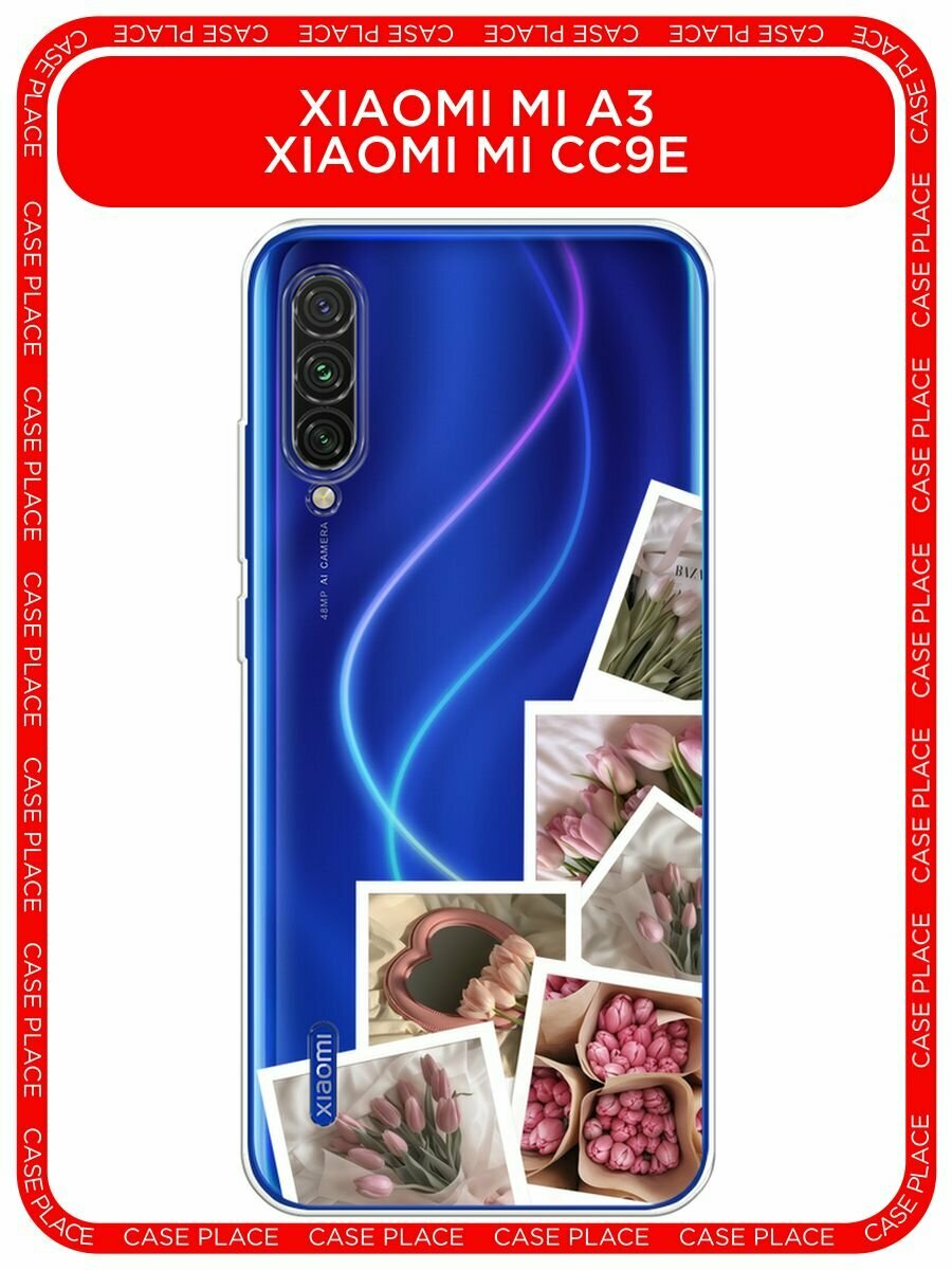 Чехол на Xiaomi Mi CC9E/Mi A3 / Сяоми Mi CC9E/Mi A3 с принтом "Весенние фото - 8 марта", прозрачный