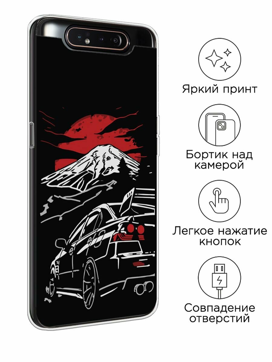 Чехол на Samsung Galaxy A80 / Самсунг Гэлакси A80 с принтом "Машина в горах JDM" — фото 1