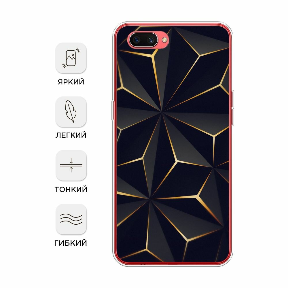 Силиконовый чехол на Oppo A3s / Oppo A3s с принтом "Черные полигоны" — фото 1