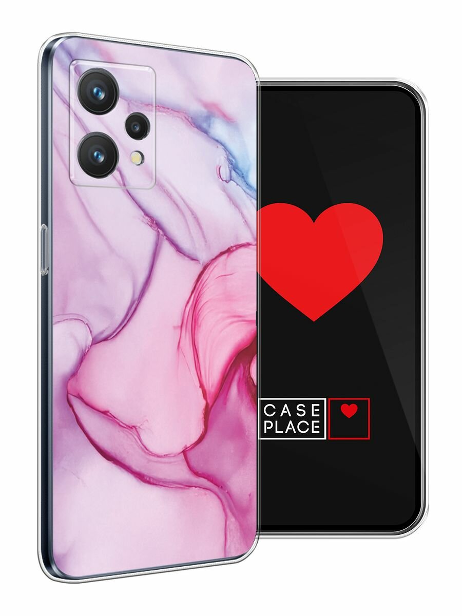 Чехол на Realme 9 4G/9 Pro Plus / Реалми 9 4G/9 Pro Plus с принтом "Розовые мраморные разводы" — фото 1