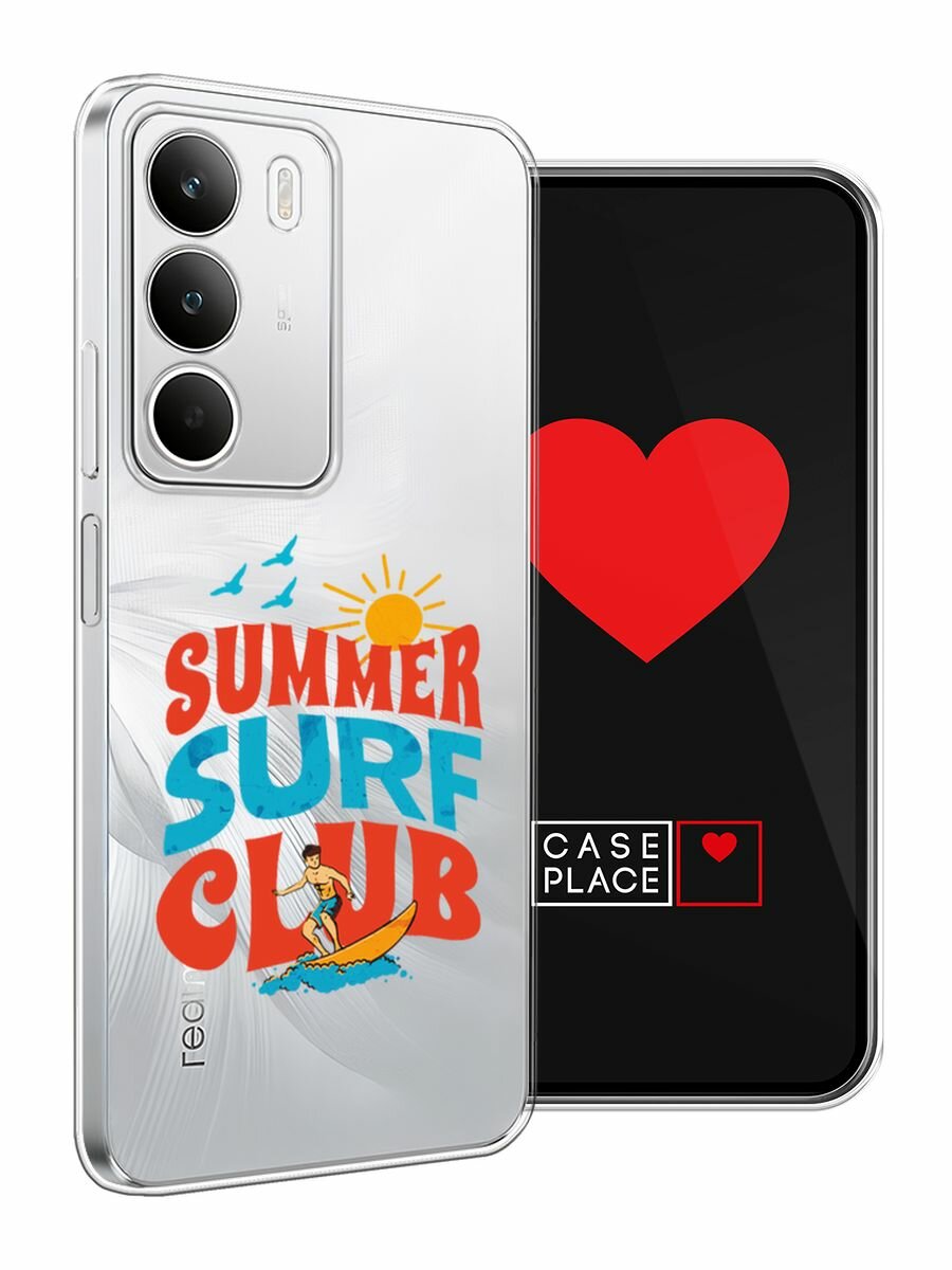 Чехол на Realme C71/P3 Lite 4G / Реалми С71/P3 Лайт 4G с принтом "Summer surf club", прозрачный — фото 1