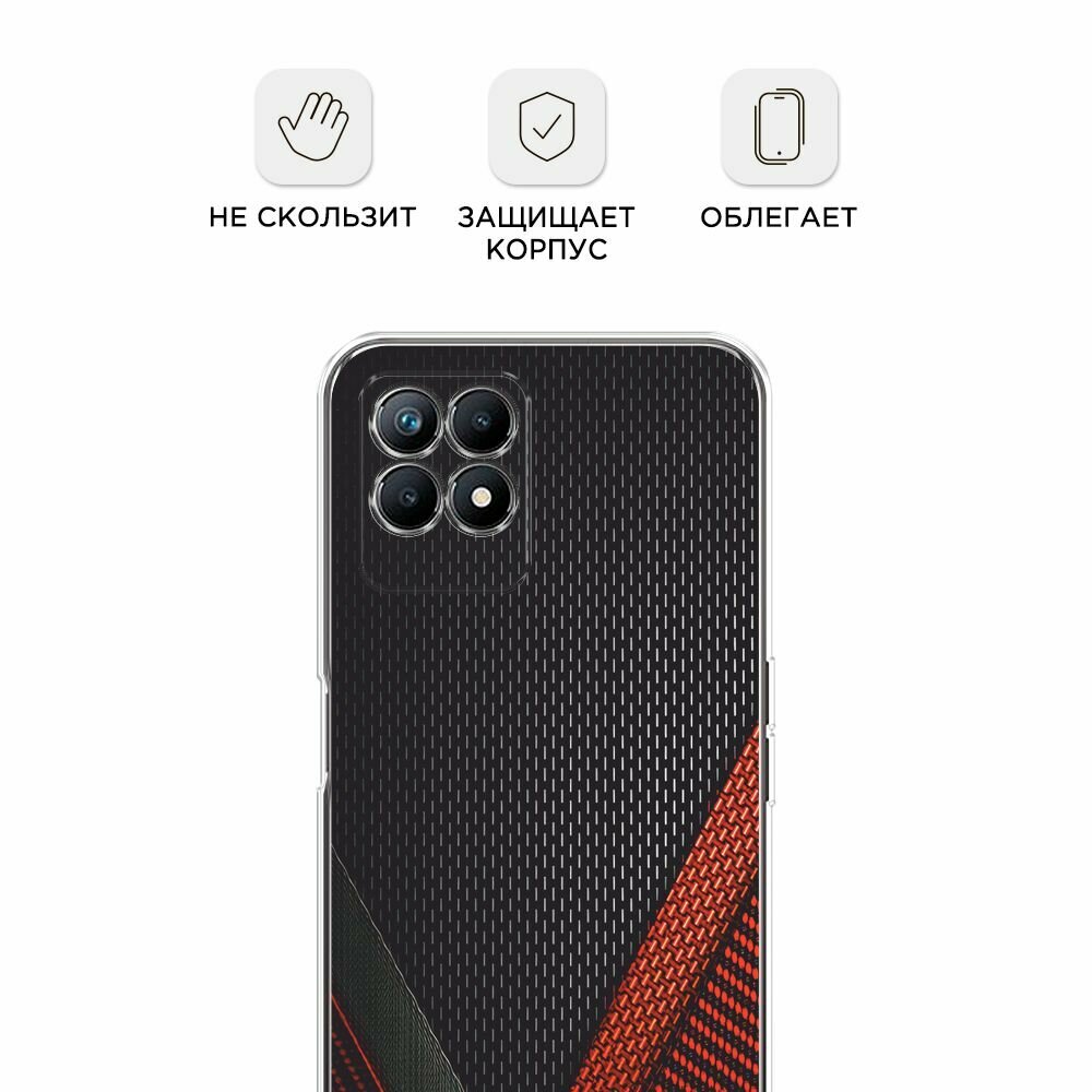 Силиконовый чехол на Realme 8i / Реалми 8i с принтом "Красный карбон" — фото 1