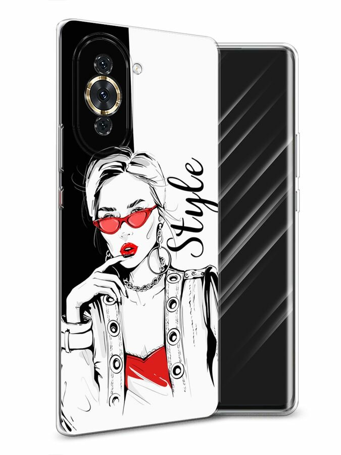 Чехол на Huawei Nova 10 / Хуавей Нова 10 с принтом Черно-белый стиль