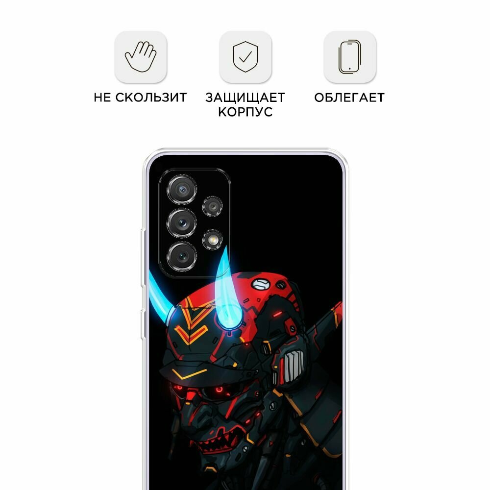 Чехол на Samsung Galaxy A73 / Самсунг Галакси А73 с принтом "Неоновый самурай" — фото 1