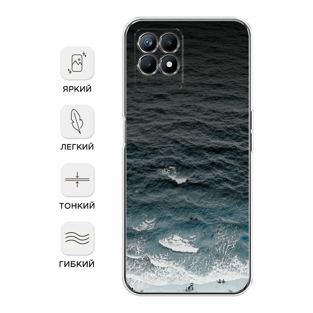 Силиконовый чехол на Realme 8i / Реалми 8i с принтом Волны на море — фото 1