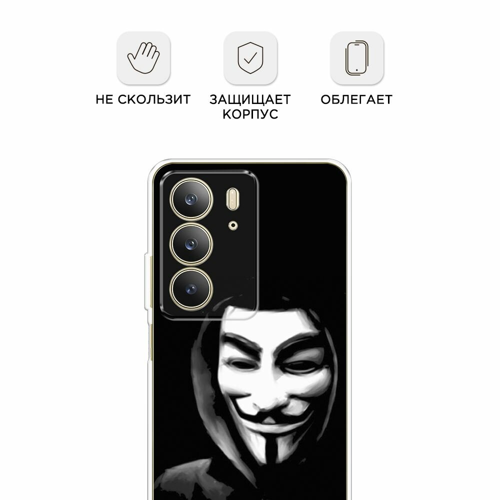 Силиконовый чехол на Realme C75 4G / Реалми C75 4G с принтом "Анонимус" — фото 1
