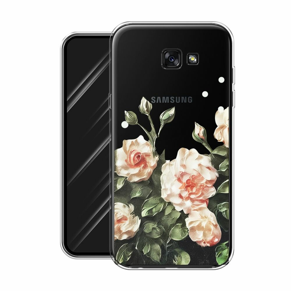 Чехол на Samsung Galaxy A7 2017 / Самсунг Галакси А7 2017 с принтом "Цветочная картина 2", прозрачный — фото 1