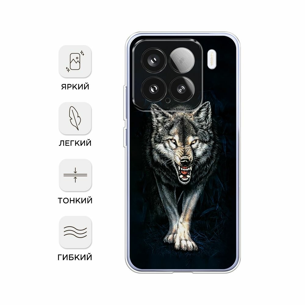 Чехол на Xiaomi 15 / Сяоми 15 с принтом "Злобный волк из ночи" — фото 1