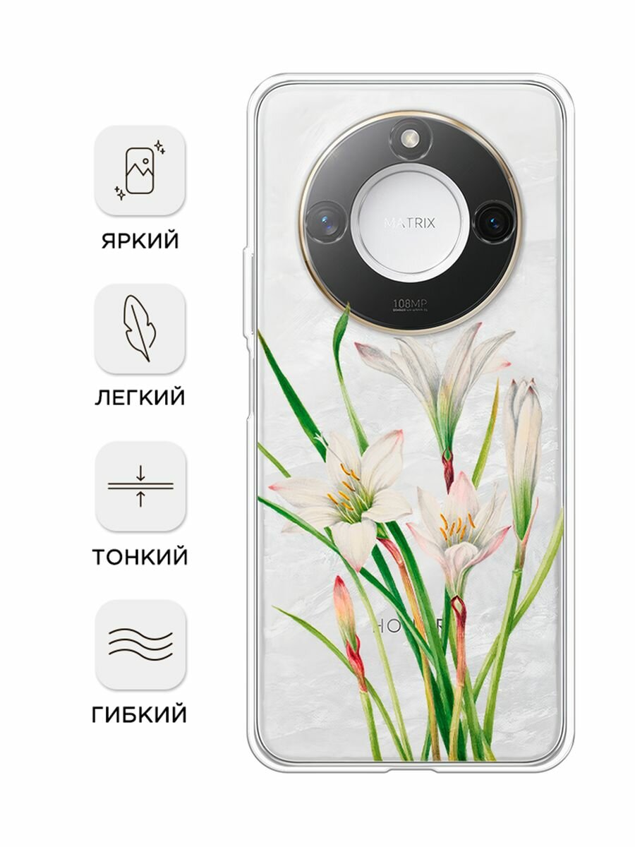 Чехол на Honor X9c Smart / Хонор X9c Смарт с принтом "White lily", прозрачный — фото 1