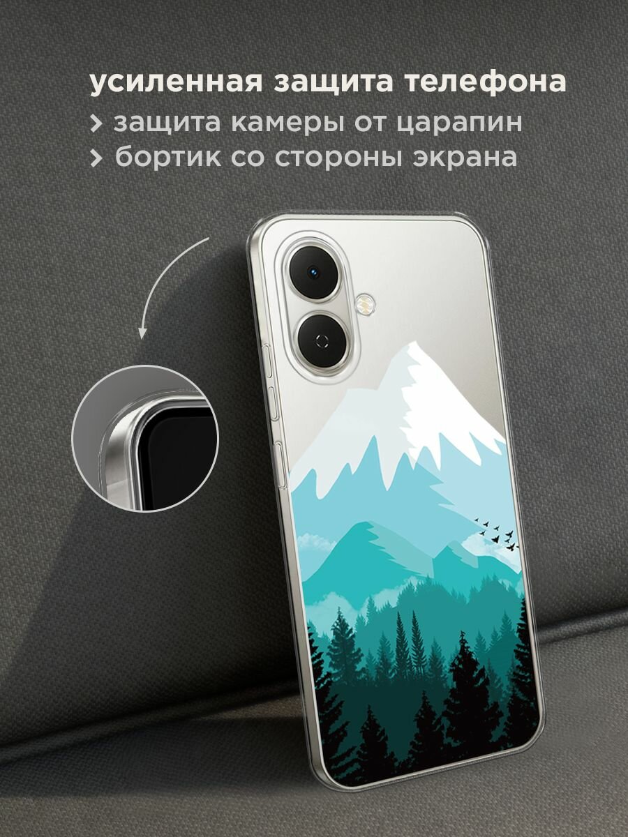 Чехол на Tecno Spark Go 2 / Текно Спарк Го 2 с принтом "Синяя снежная гора", прозрачный — фото 1