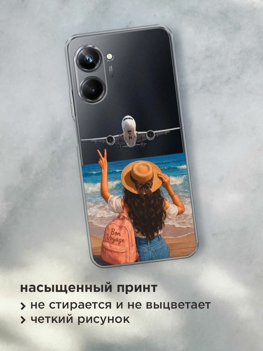 Чехол на Realme 10 Pro / Реалми 10 Про с принтом "Bon Voyage", прозрачный — фото 1