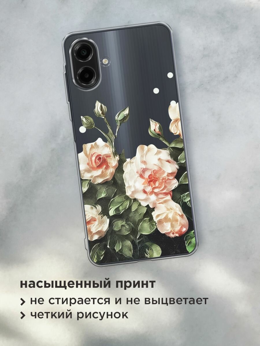 Чехол на Samsung Galaxy A07 / Самсунг А07 с принтом "Цветочная картина 2", прозрачный — фото 1
