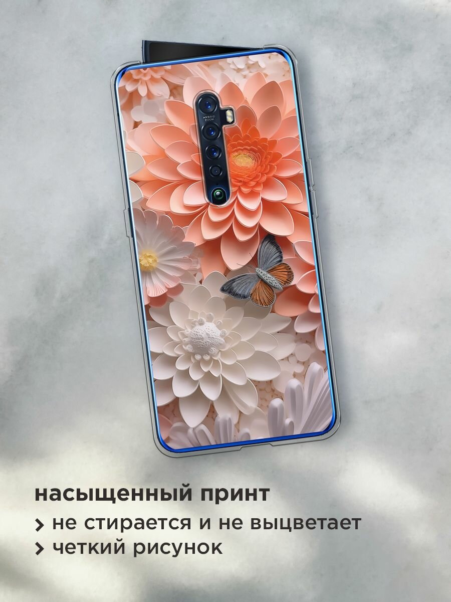 Чехол на Oppo Reno 2 / Оппо Рено 2 с принтом "Бумажные цветы" — фото 1