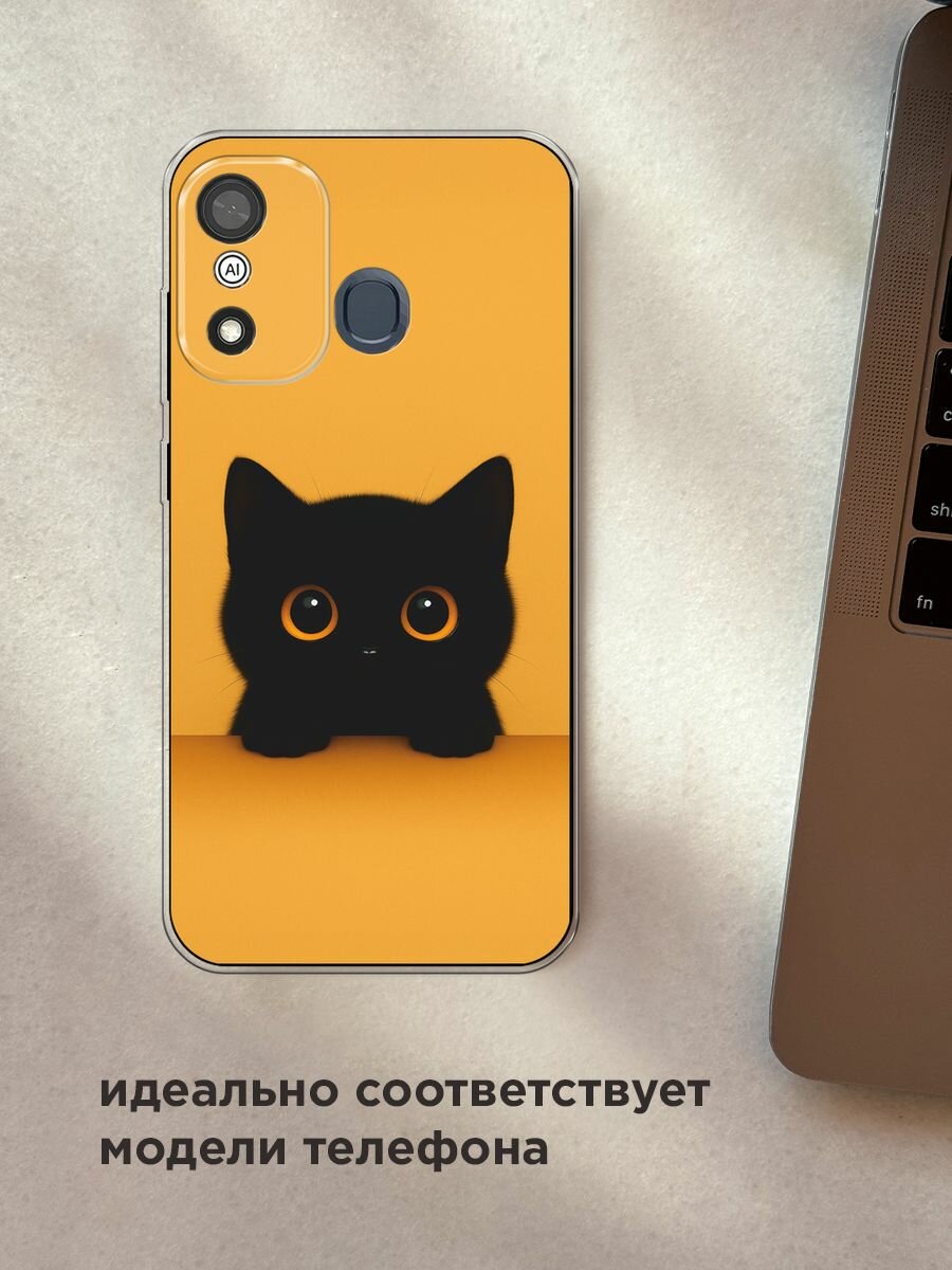 Силиконовый чехол на Itel A27 / Ител А27 с принтом "Контрастный котик" — фото 1