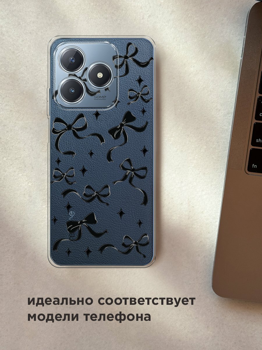 Чехол на Realme C63 / Реалми С63 с принтом "Милые чёрные бантики 4" — фото 1