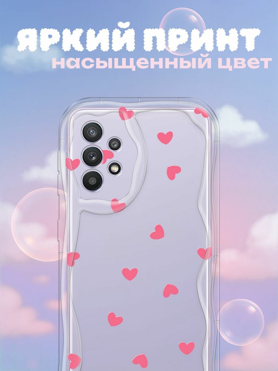 Чехол на Samsung Galaxy A32 / Самсунг А 32 с принтом Паттерн розовые сердечки — фото 1