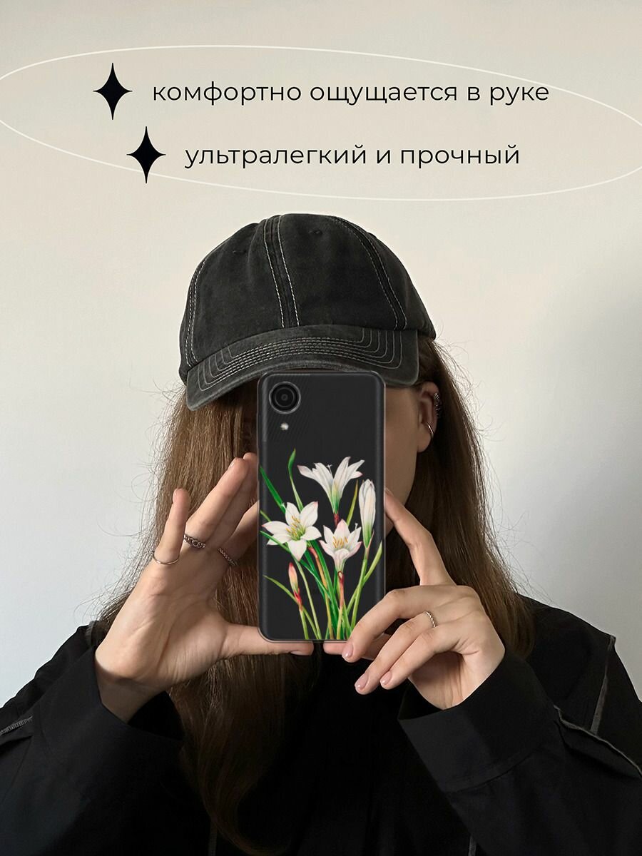 Чехол на Samsung Galaxy A03 Core / Самсунг Галакси А03 Core с принтом "White lily", прозрачный — фото 1