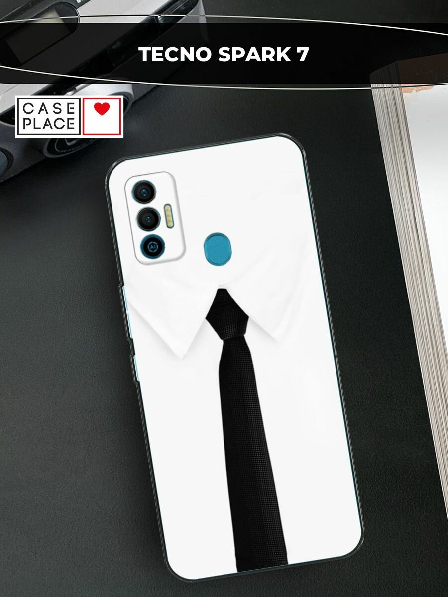 Силиконовый чехол на Tecno Spark 7 / Техно Спарк 7 с принтом "Галстук"