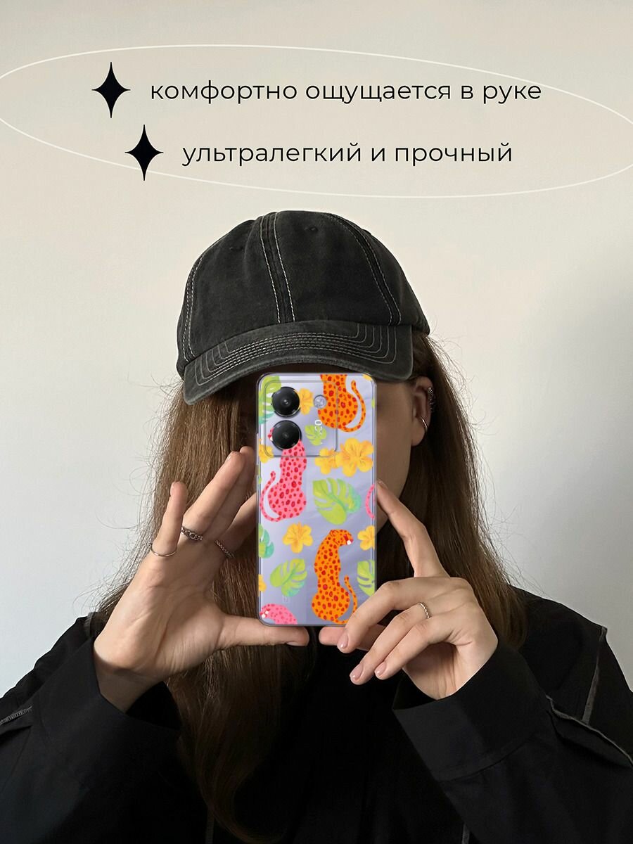 Чехол на Poco M7 Pro / Поко М7 Про с принтом "Экзотика", прозрачный — фото 1